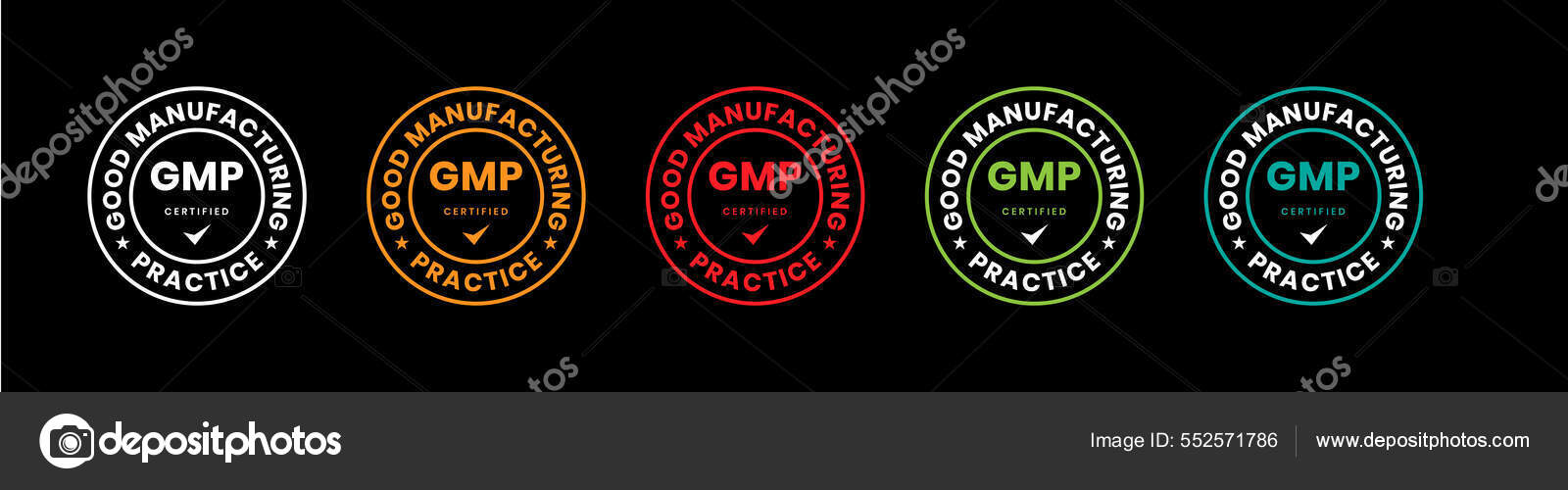 Gmp Good Manufacturing Practice Certified Stamp Black Background Stock ...