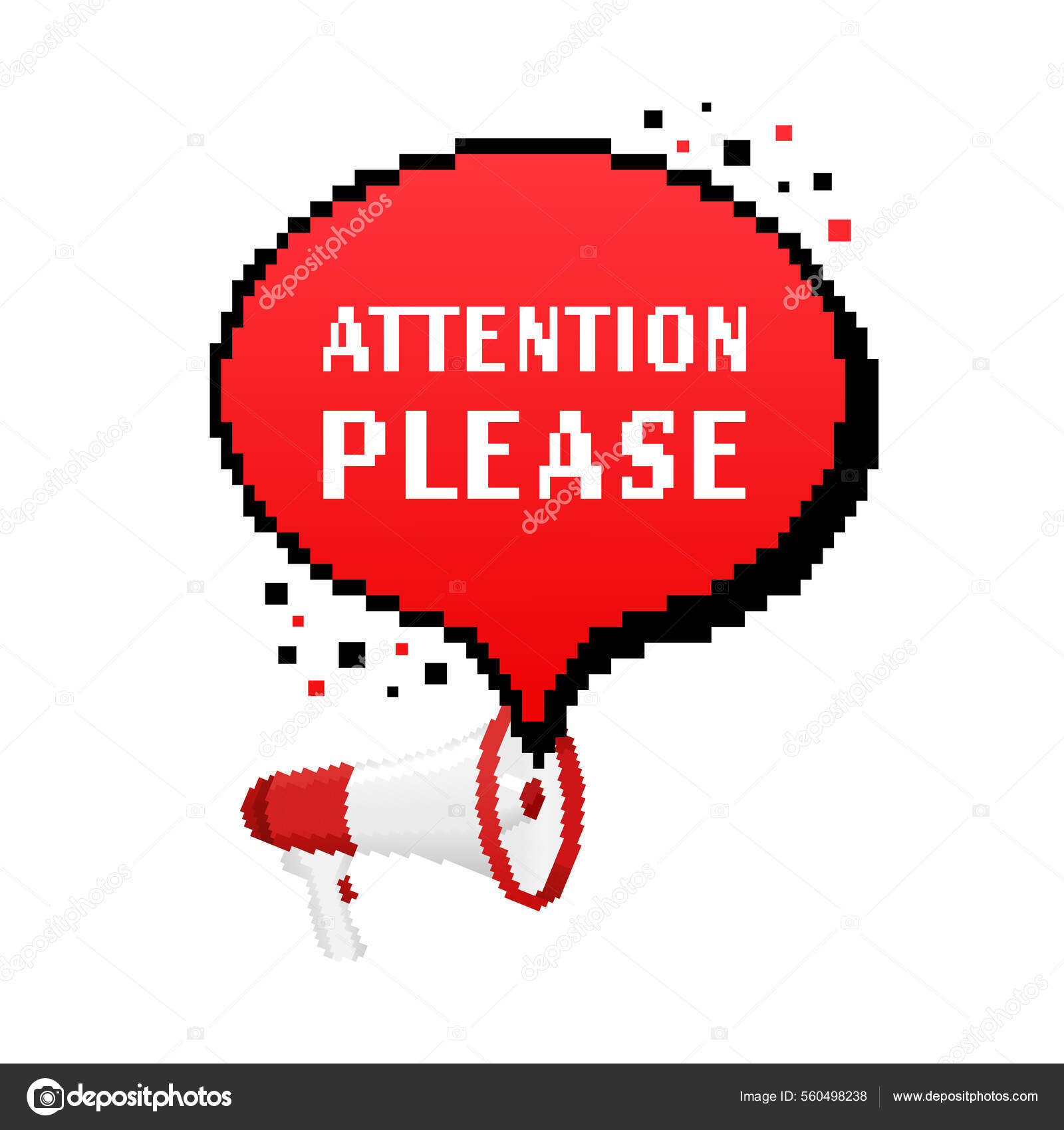 Templat dengan perhatian silahkan megafon pada latar belakang putih ...