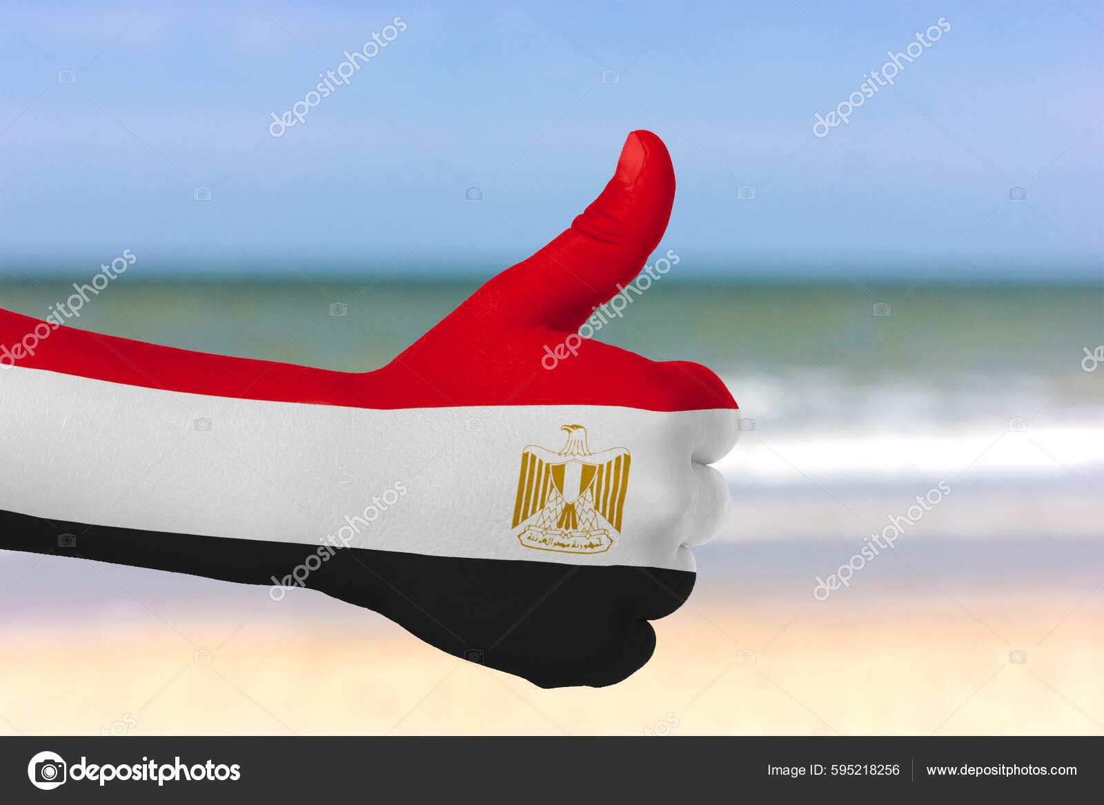 Hand Colors Egyptian Flag Background Sea Gesture Thumb National Colors ...