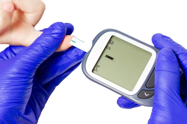 Blood Sugar Level Digital Glucometer Hands Nurse Monitoring Blood Sugar ...