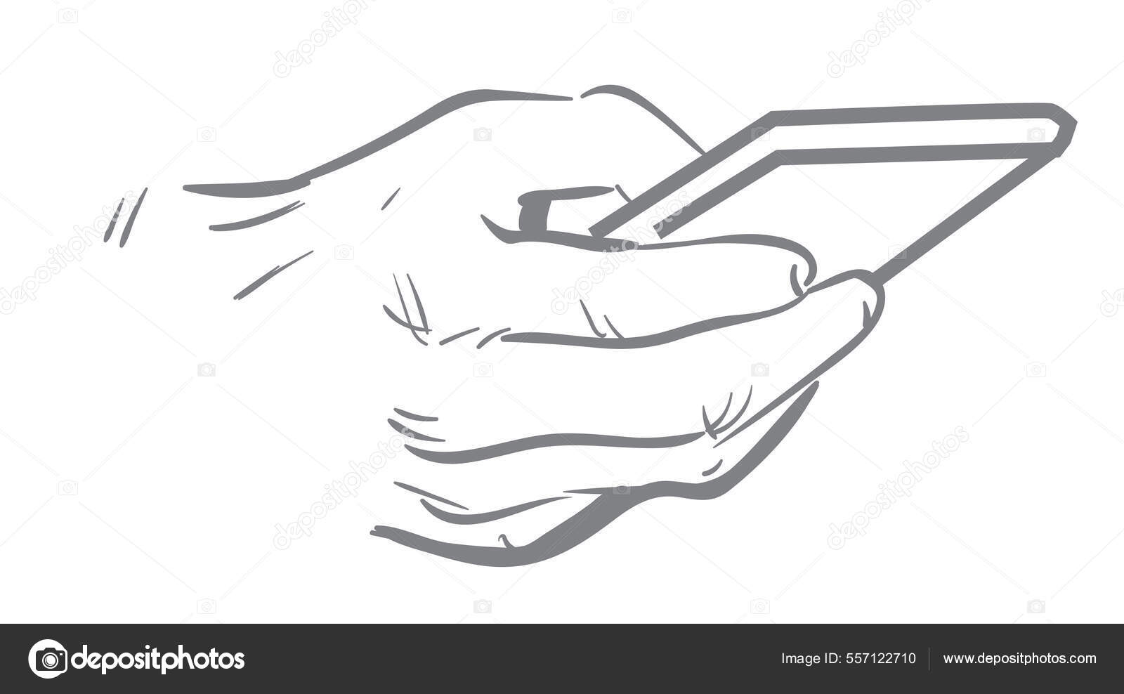 Human Hand Action Linear Vector Drawing Stock Vector Image by ...