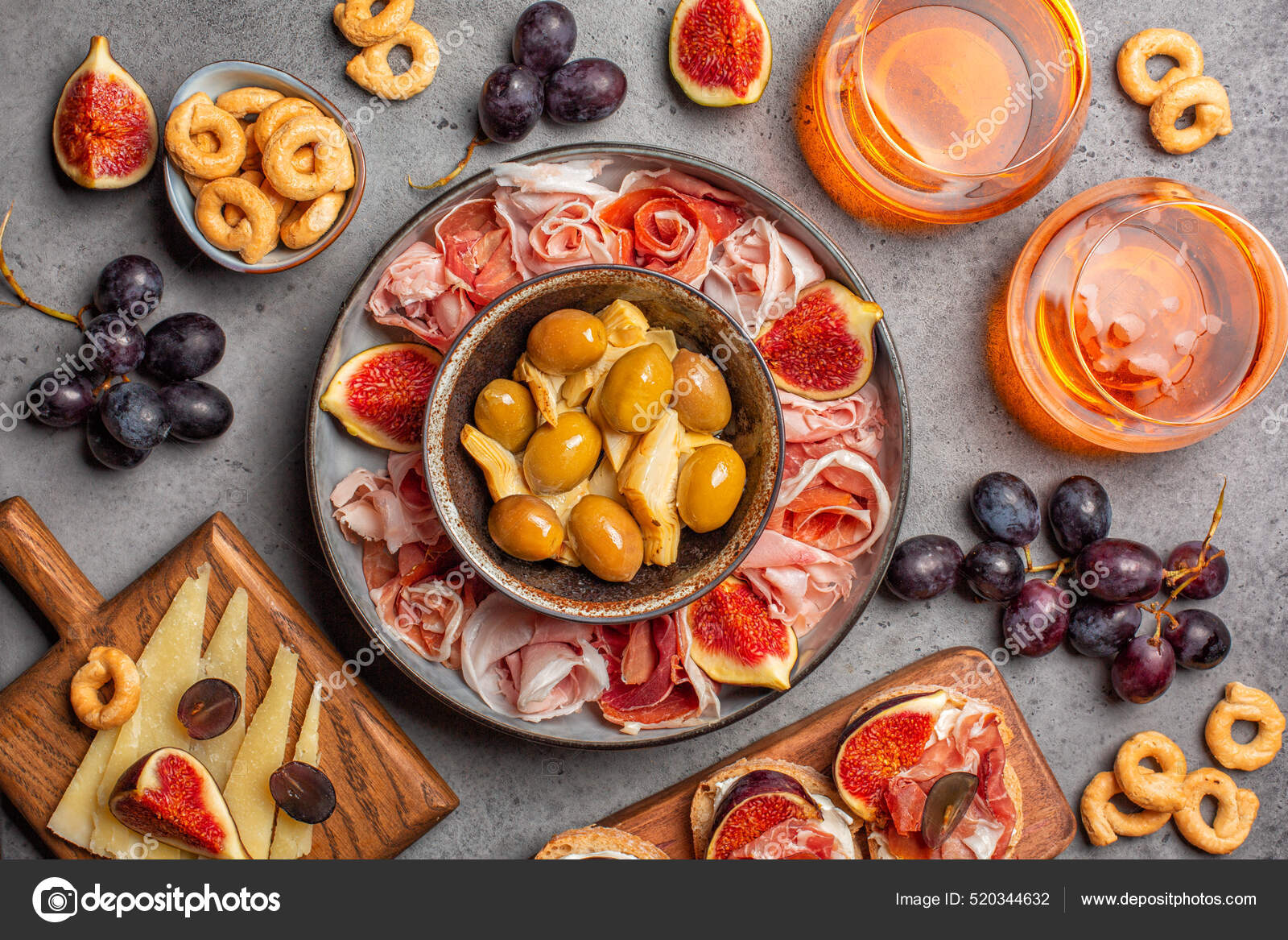 Beautiful Table Appetizers Cocktails Top View Stock Photo by ...