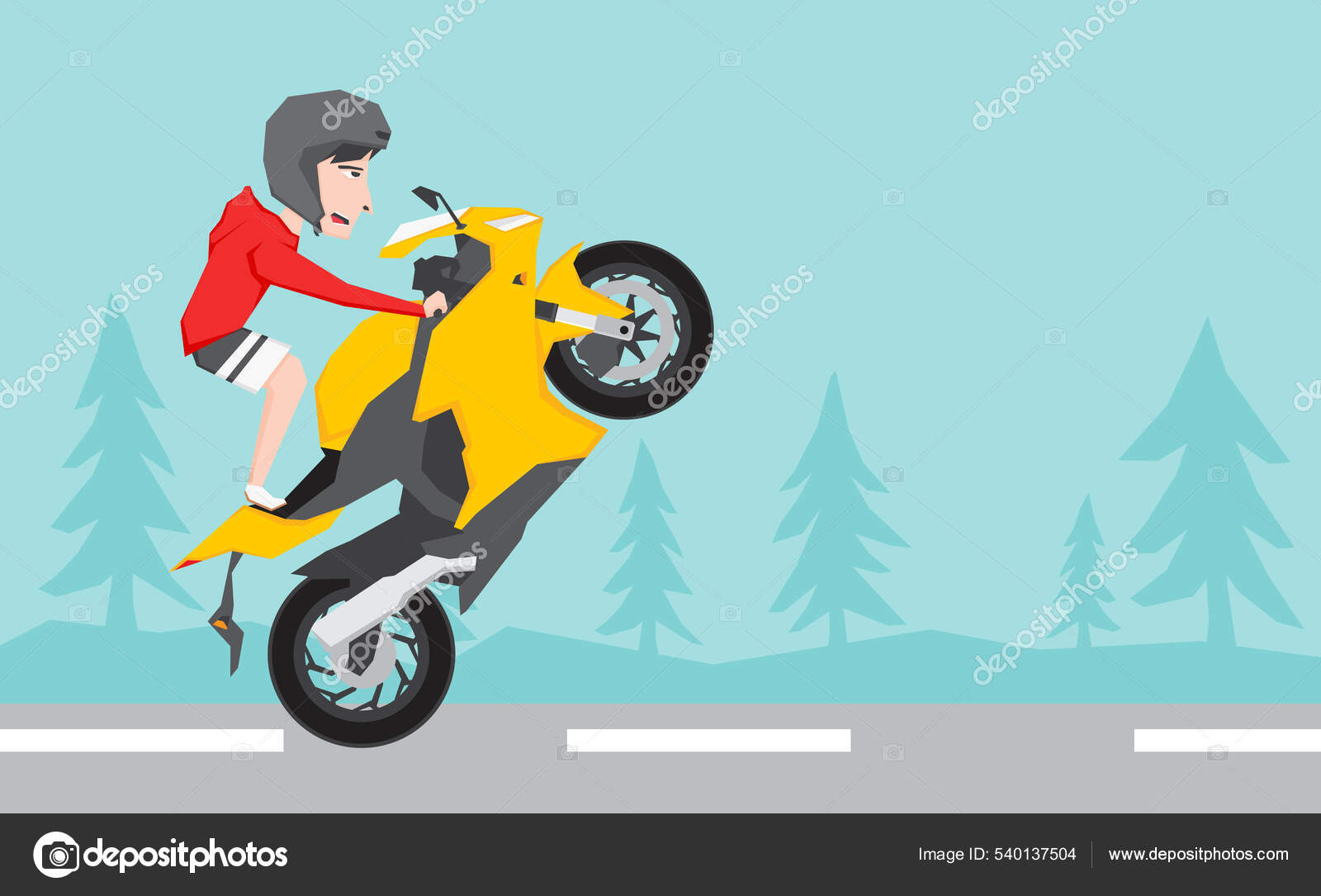 Cartoon Motorbike Wheelie