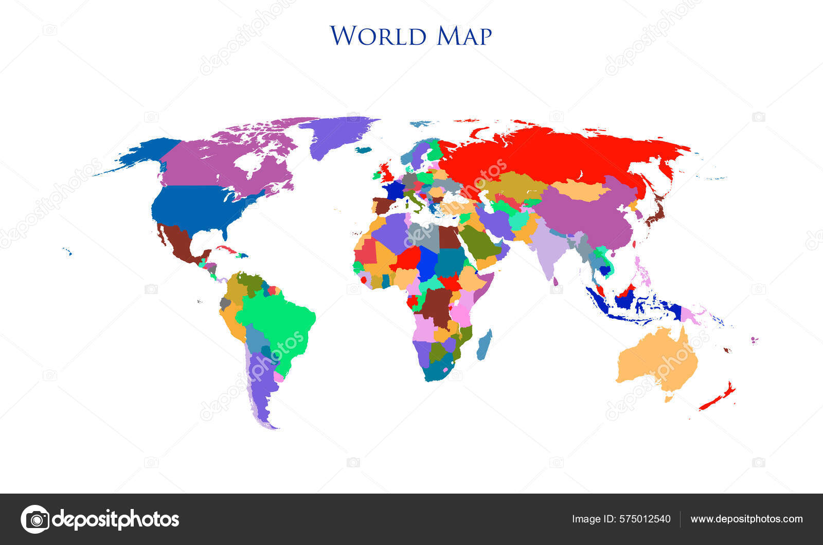 Colorful Detailed World Map All Countries Illustration — Stock Photo ...