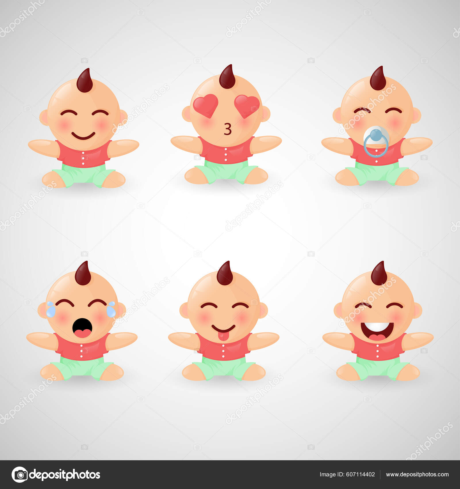 Bonito Bebê Menino Emoticon Design Coleção Vetor de ©tridatustudio ...