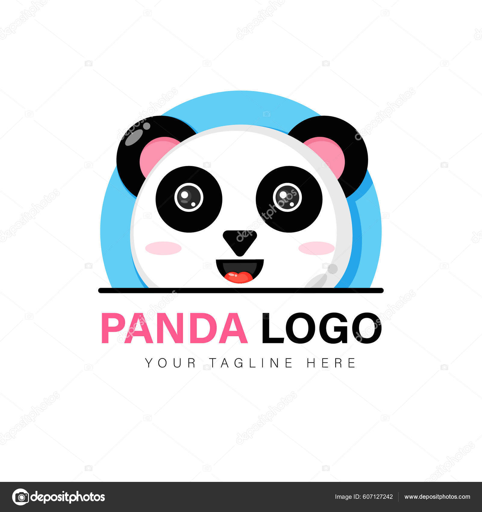 Lindo Diseño Del Logotipo Del Panda Vector de stock #607127242 de ...