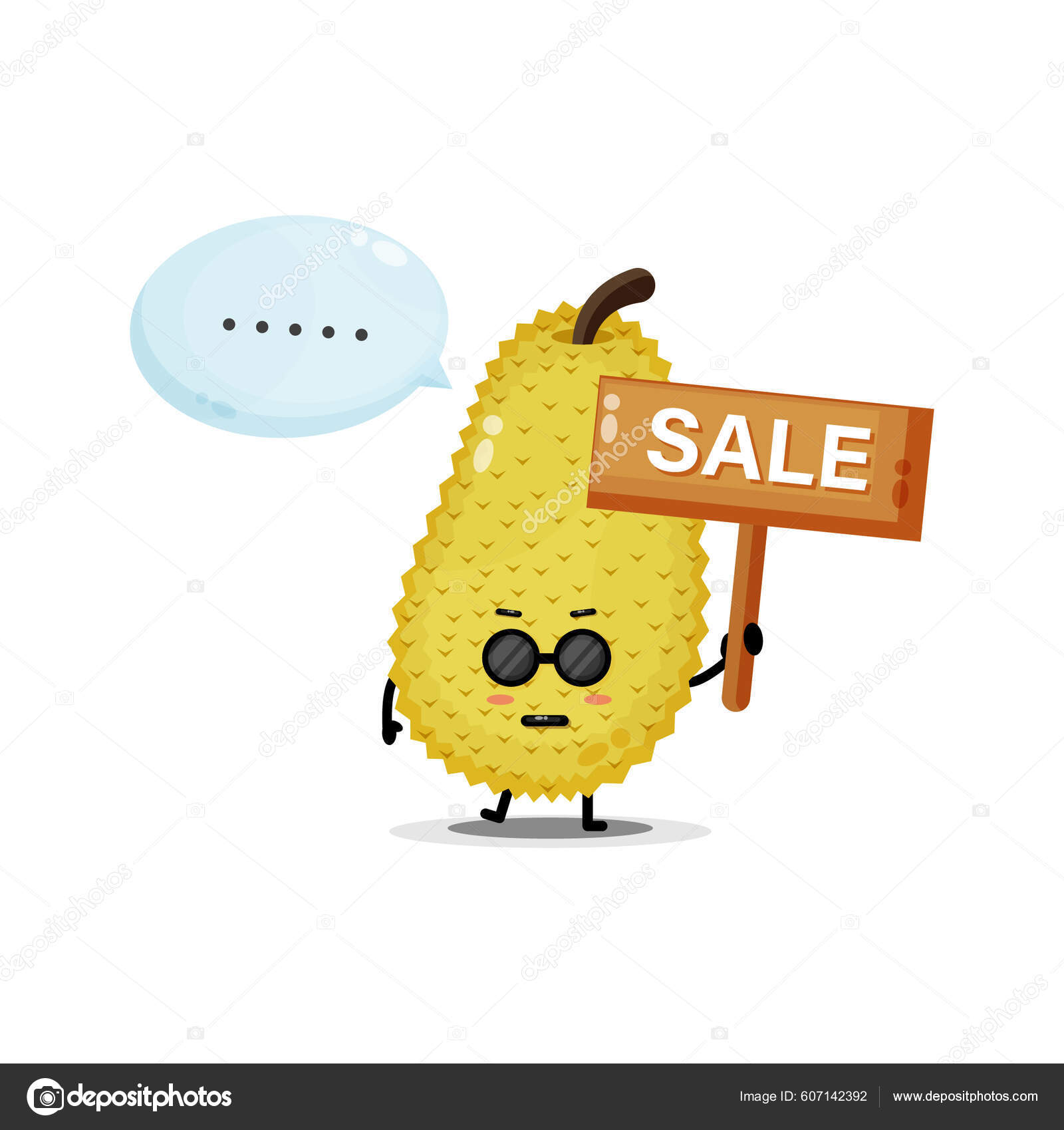 Cute Jackfruit Mascot Sales Sign Stock Vector by ©tridatustudio 607142392