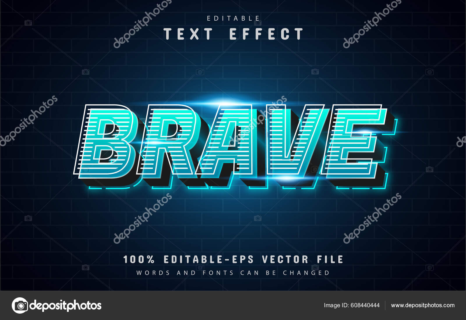 Brave Text Effect Line Pattern Stock Vector by ©tridatustudio 608440444