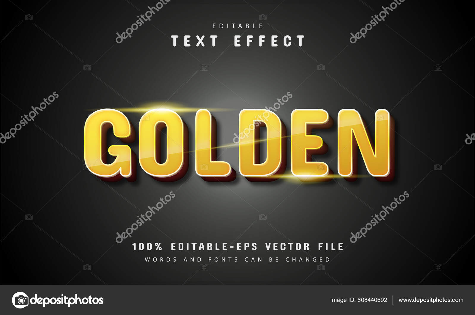 Golden Text Effect Stock Vector by ©tridatustudio 608440692