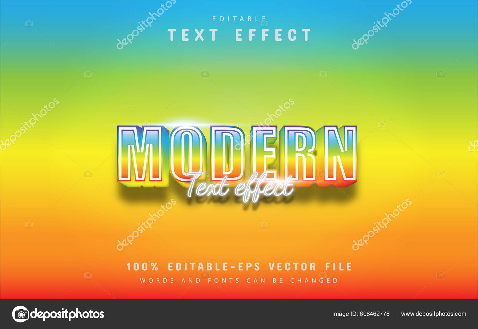 Modern Colorful Text Effect Stock Vector by ©tridatustudio 608462778