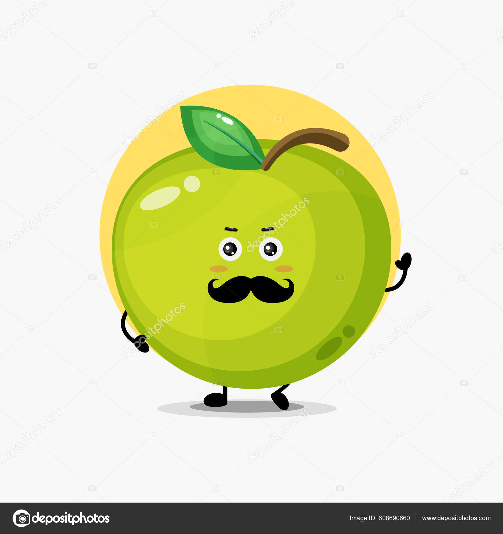 수염달린 귀여운 초록색 캐릭터 스톡 벡터 - ©tridatustudio 608690660
