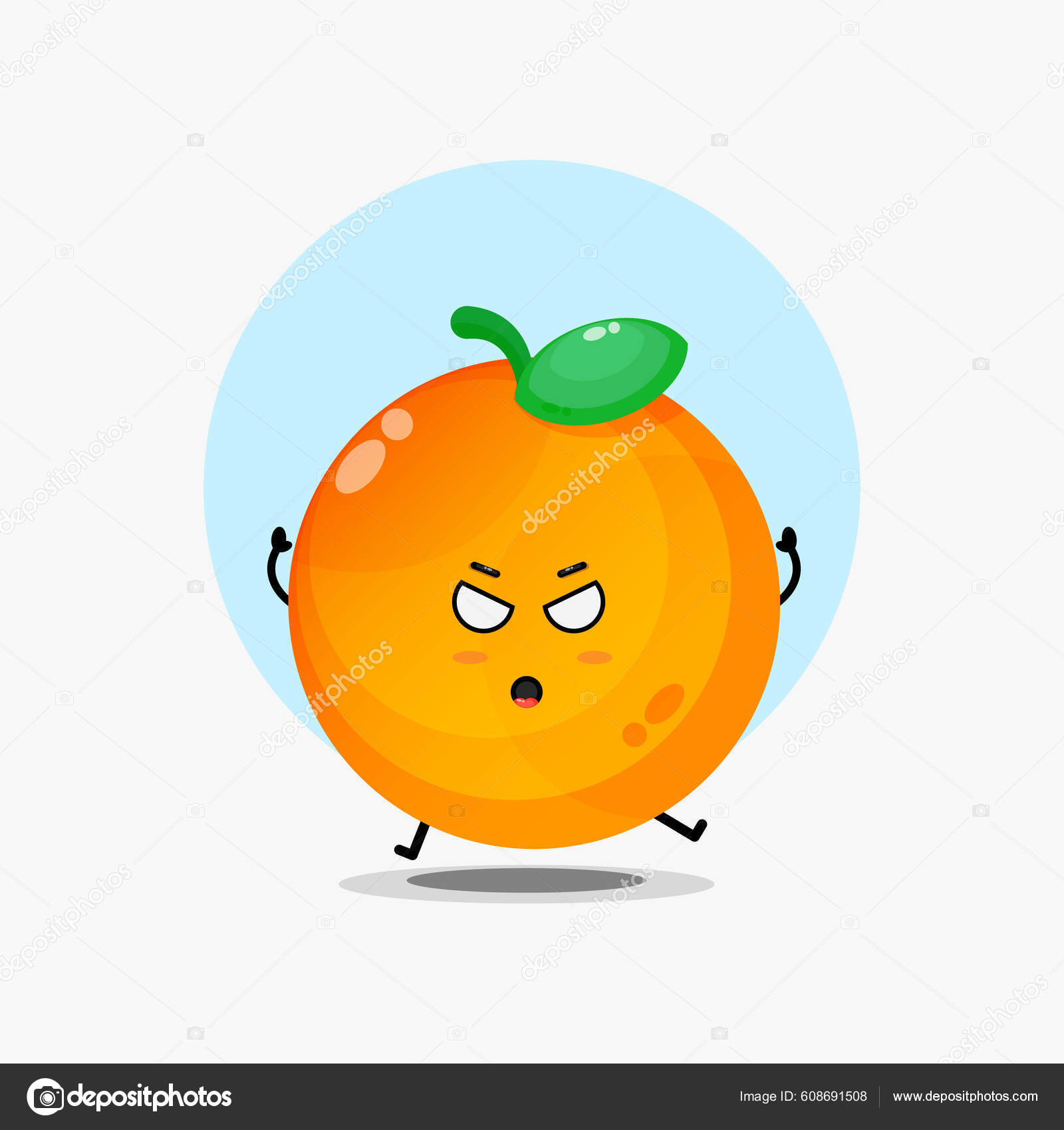 Cute Orange Character Angry Stock Vector by ©tridatustudio 608691508