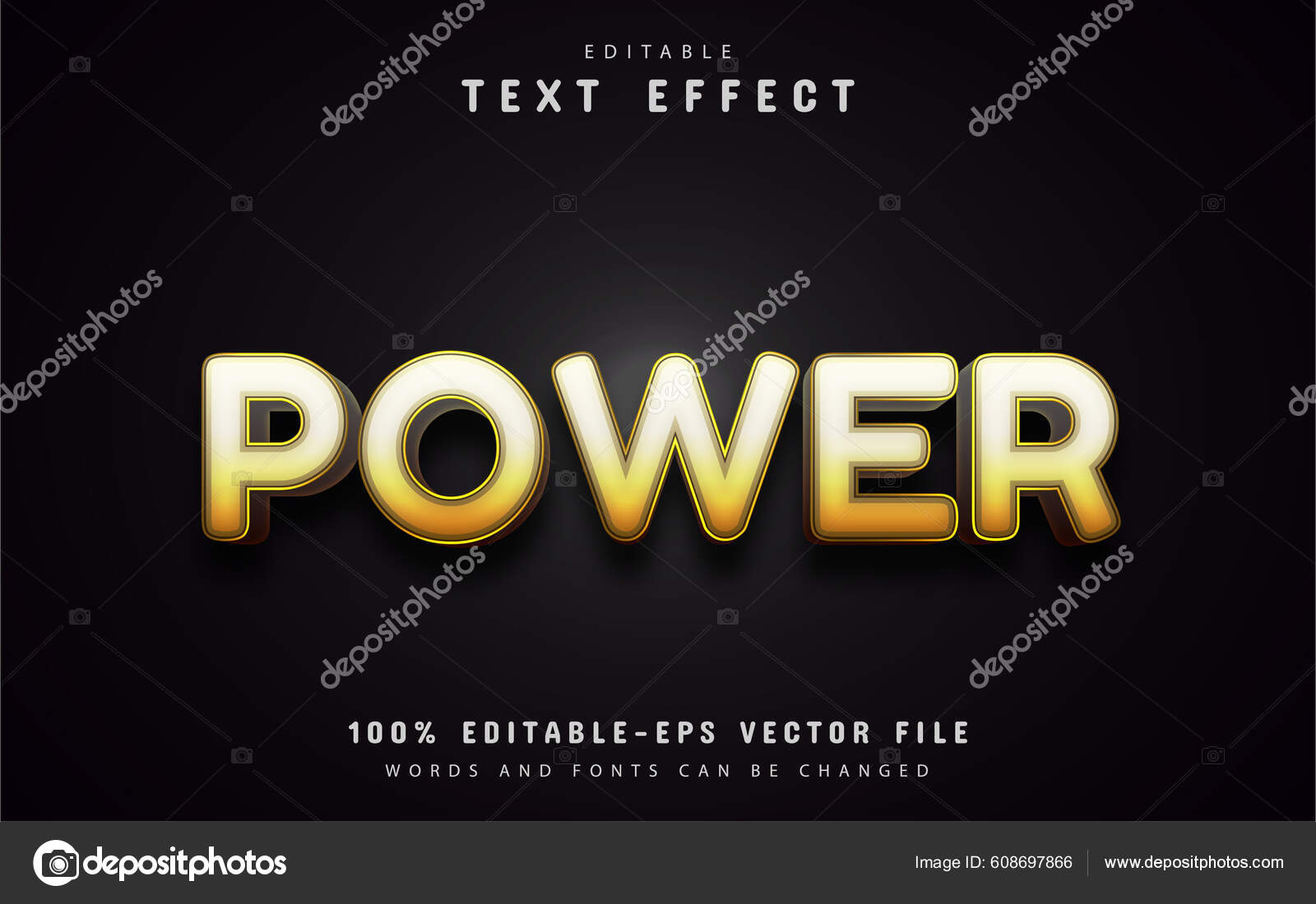 Poder Efecto Texto Editable Vector de stock #608697866 de ©tridatustudio
