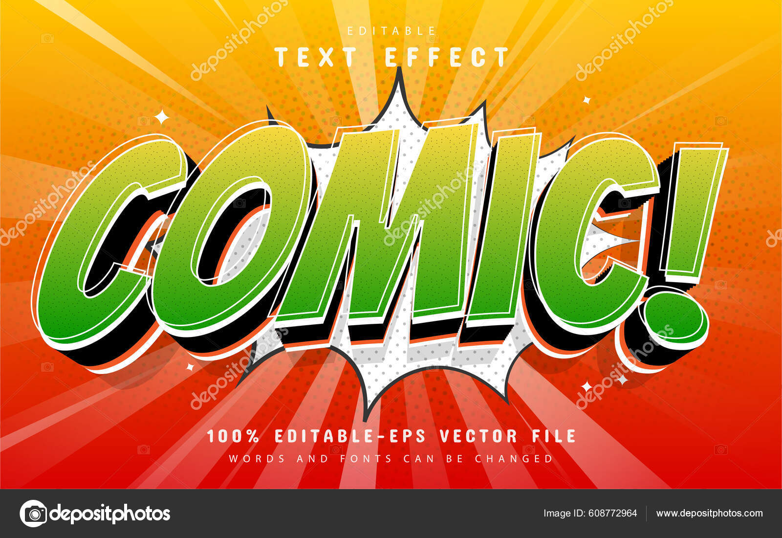 Vector Efecto Texto Cómico Vector de stock #608772964 de ©tridatustudio