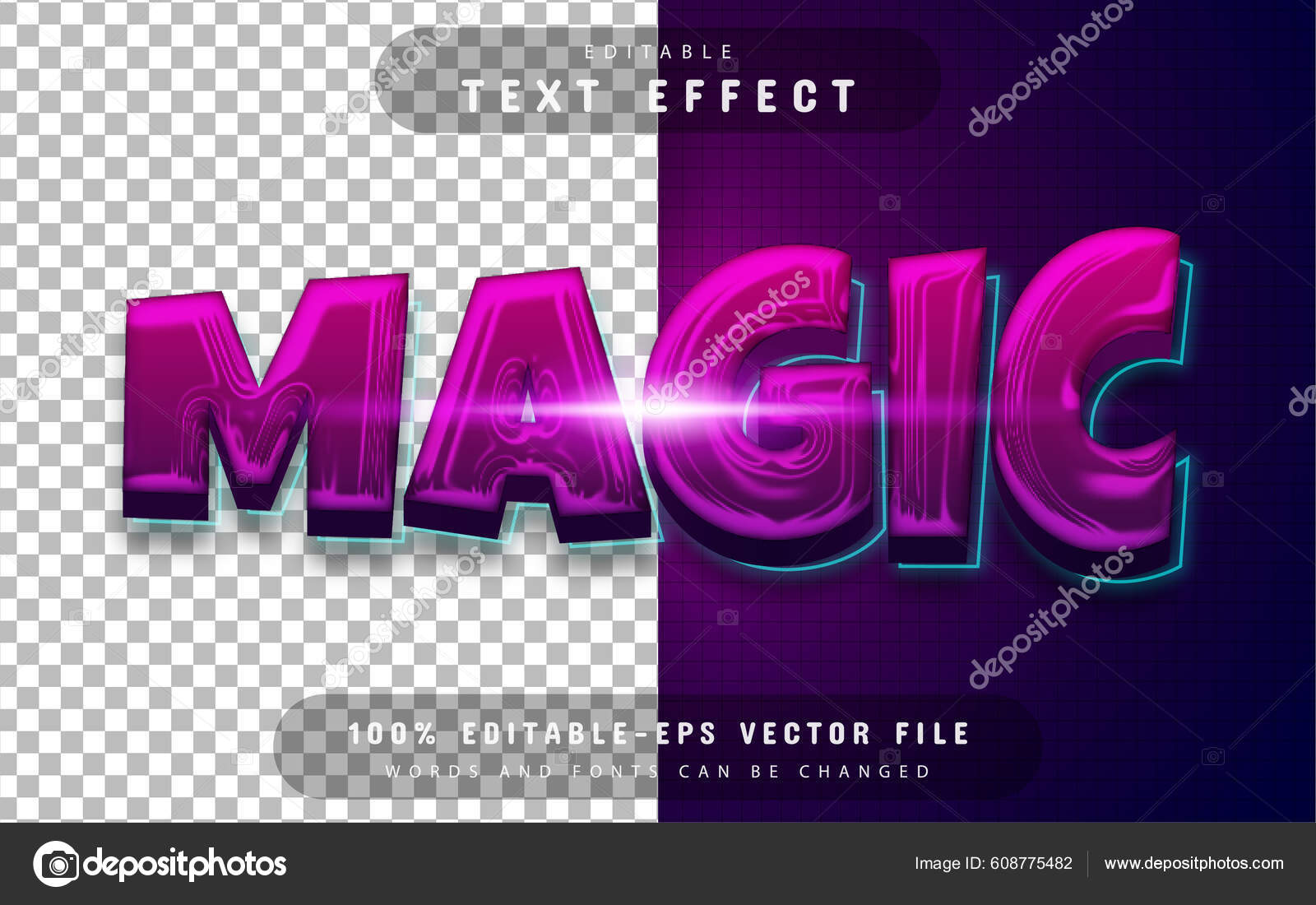 Magic Text Effect Editable Stock Vector by ©tridatustudio 608775482