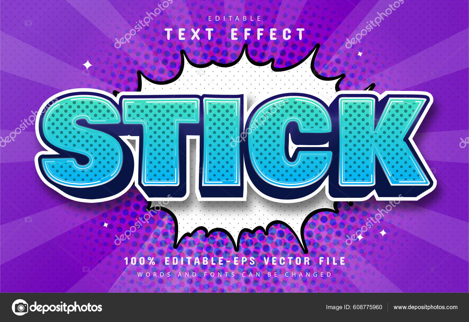 Stick Estilo Cómic Efecto Texto Editable Vector de stock #608775960 de ...