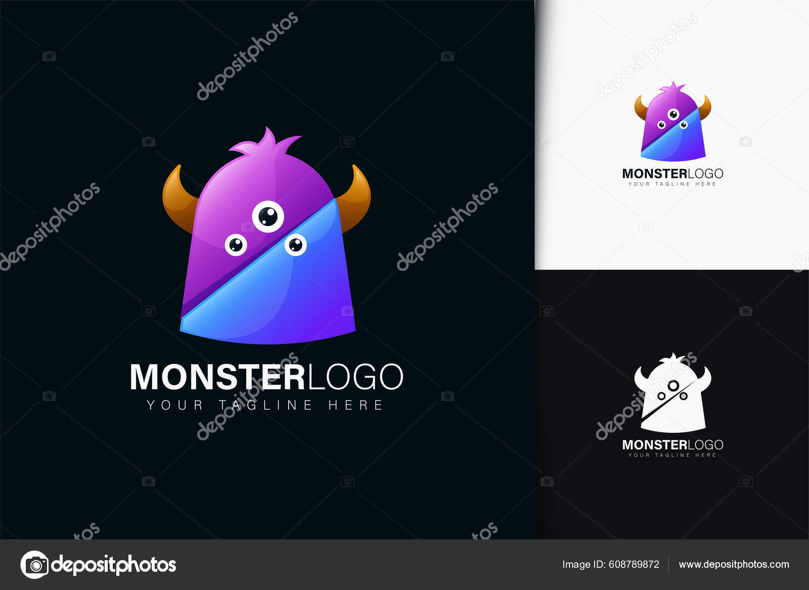 Monster Logo Design Gradient Stock Vector by ©tridatustudio 608789872