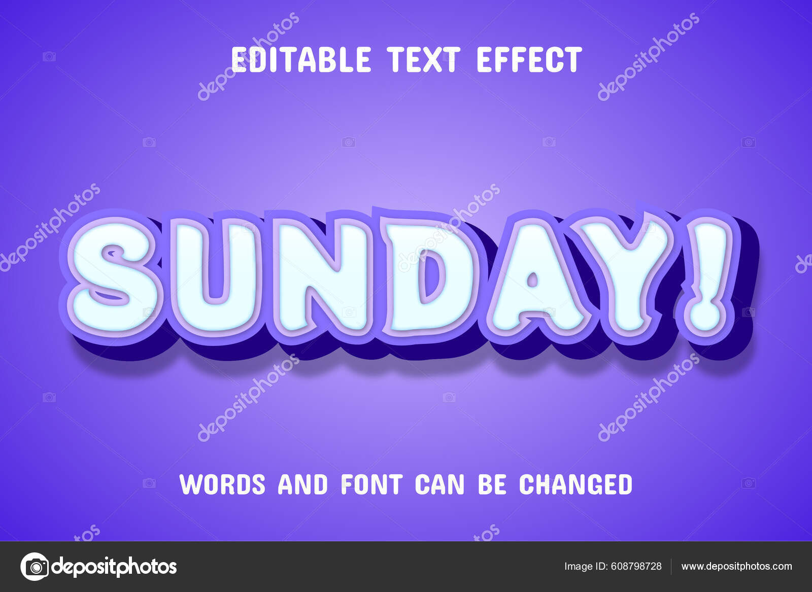 Sunday Text Editable Gradient Text Effect Stock Vector by ...