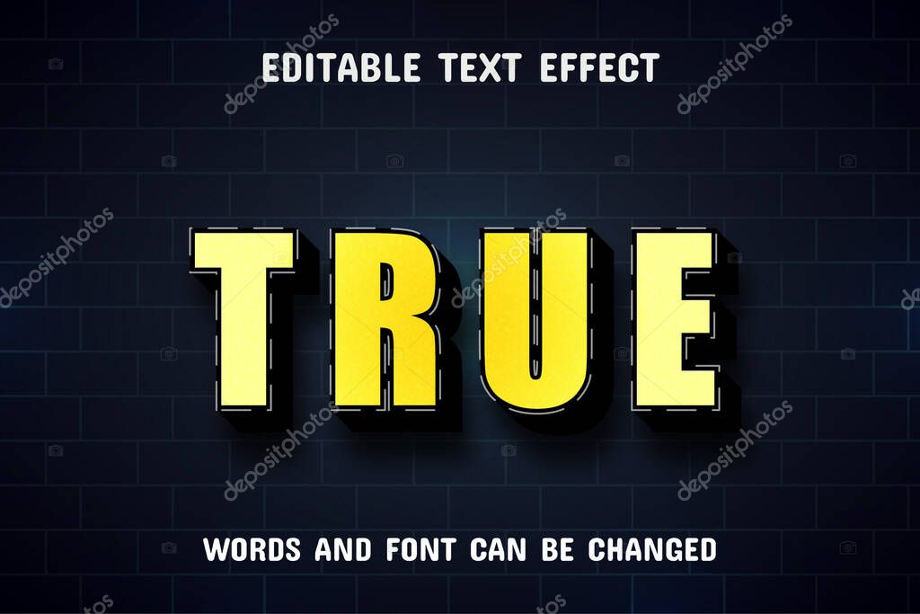 Testo Vero Effetto Testo Giallo Stile Neon - Vettoriale Stock di ...