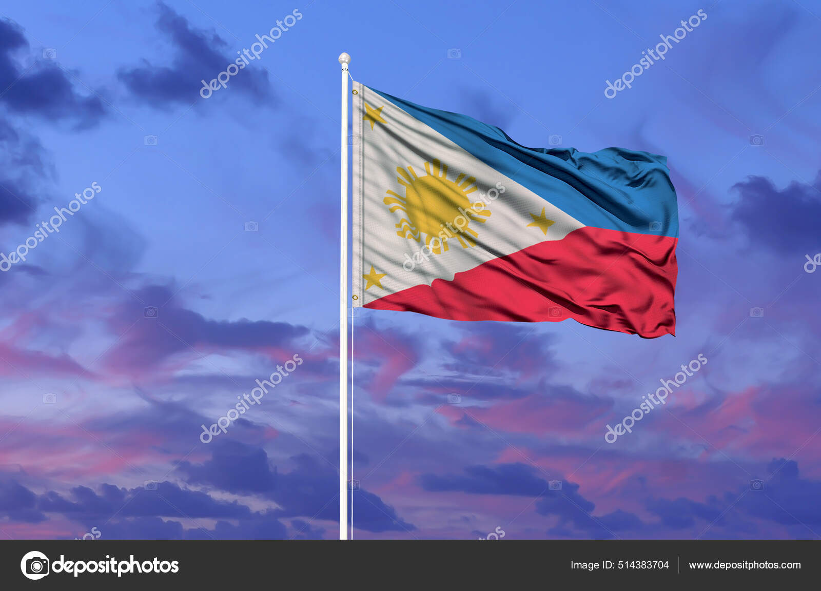 Philippine Flag Pole Blue Sky Stock Photo by ©azarbico 514383704