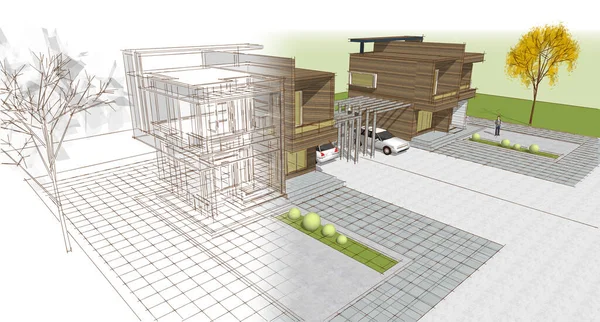 casa bosquejo arquitect nico 3d ilustraci n 2024