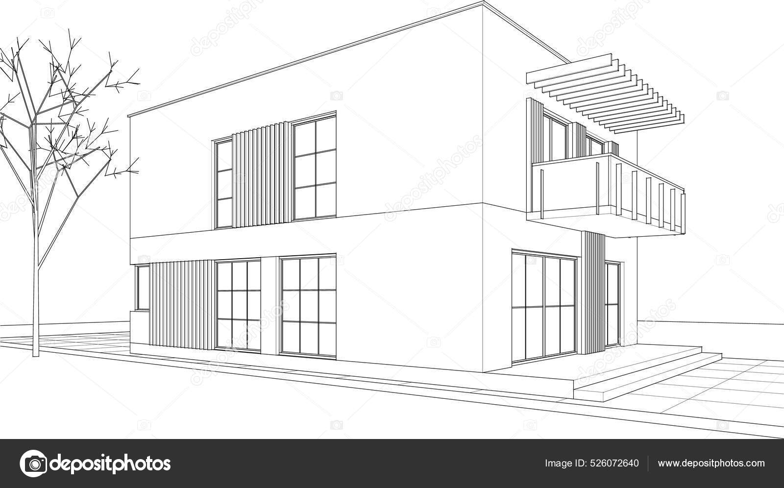 Abstract Cubic House Rendering Stock Vector by ©SAdesign 526072640