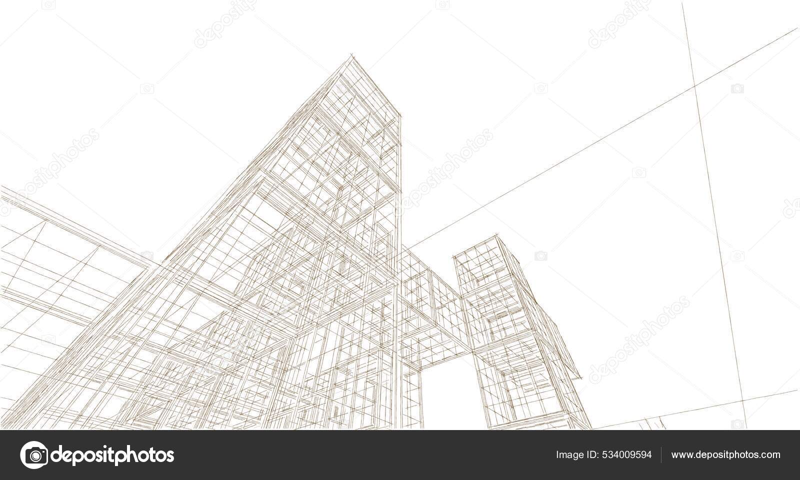 Abstract Modern Architecture Modular Facade Illustration — Stock Photo ...