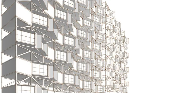 Abstract Modern Architecture Modular Facade Illustration Stock Photo by ...