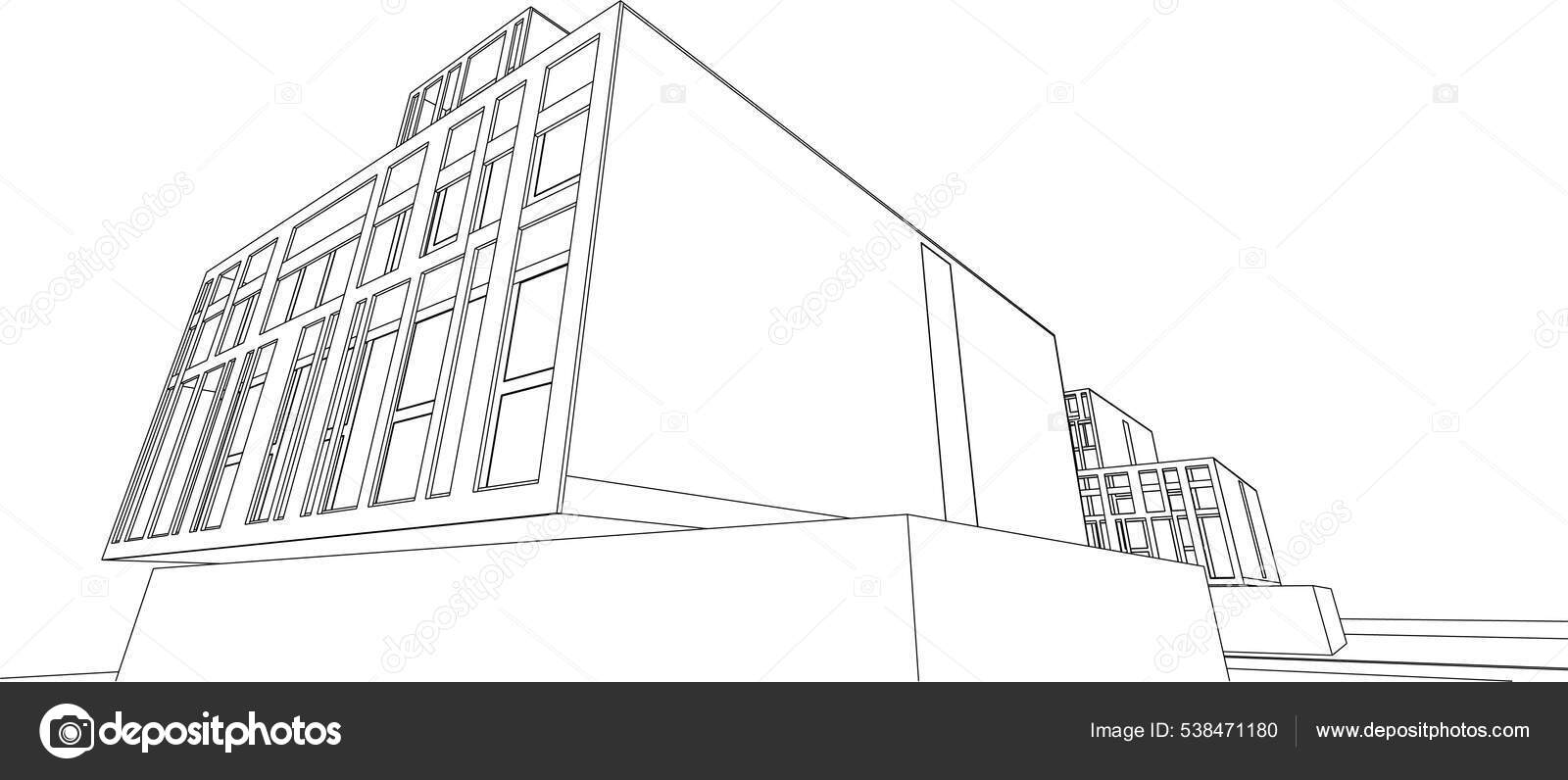 Modern House Construction Design Rendering Stock Vector by ©SAdesign ...