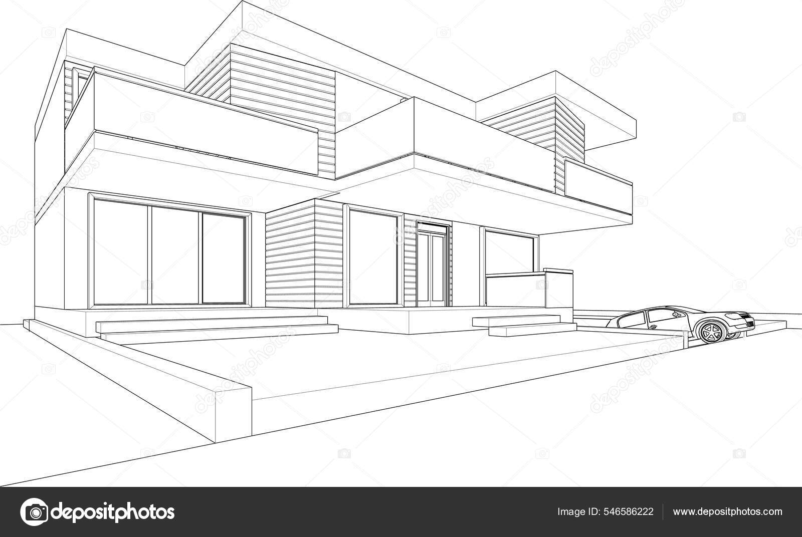 Modern House Drawing Sketch