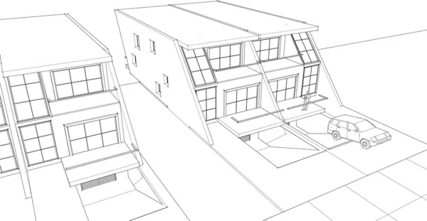 Modern House Architectural Sketch Rendering Stock Vector by ©SAdesign ...