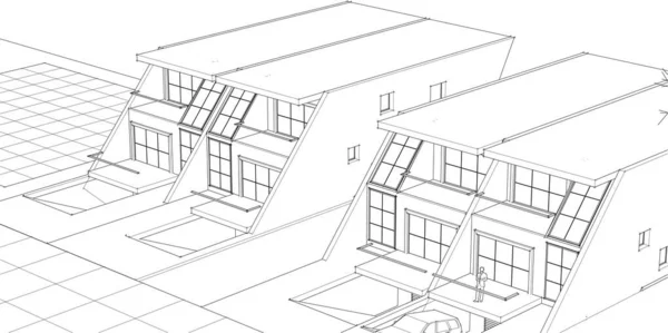 Modern House Architectural Sketch Rendering Stock Vector by ©SAdesign ...