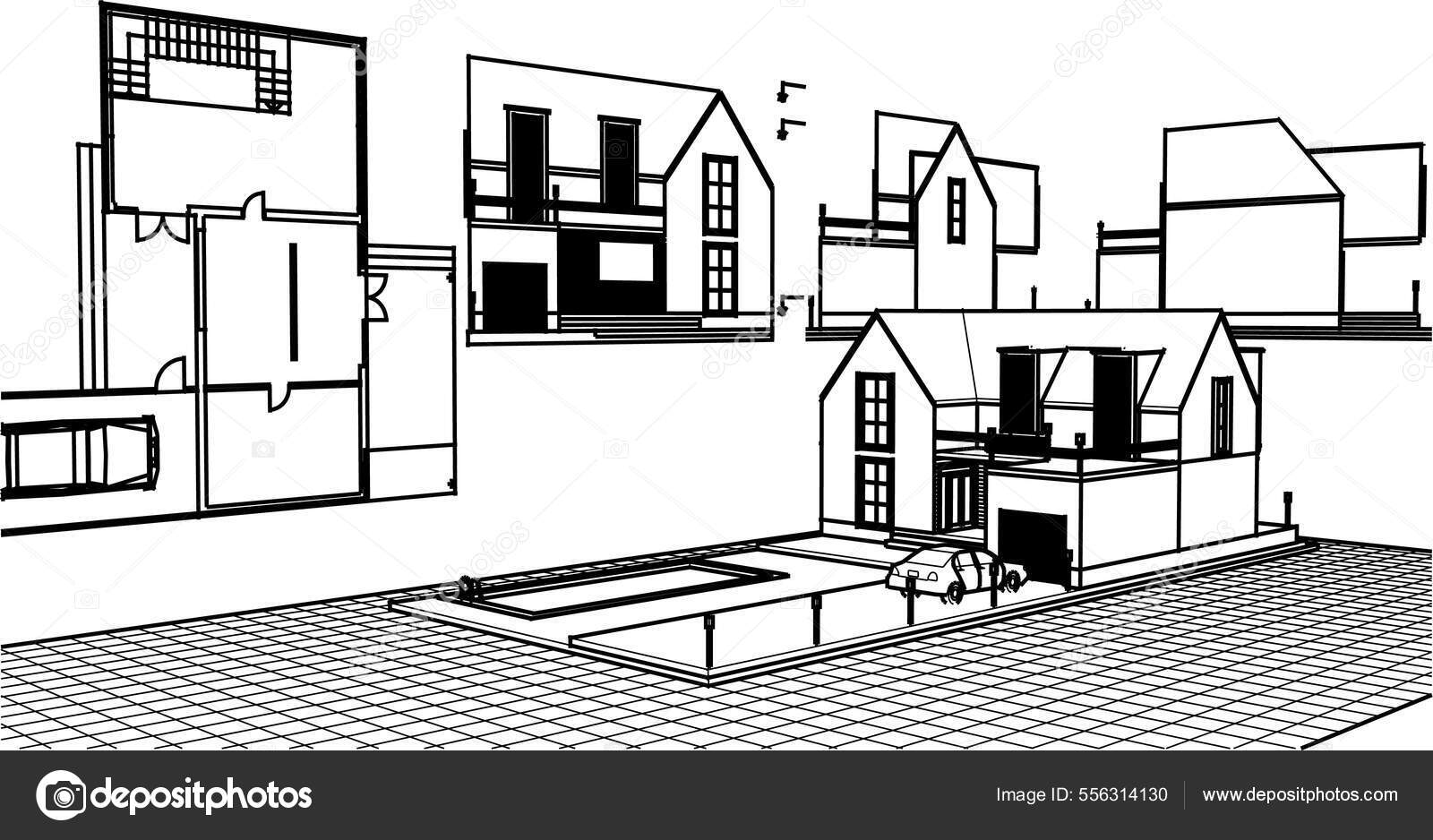 Image vectorielle Plan Maison Esquisse Architecturale Illustration par ...