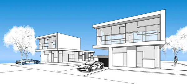 Modern House Module Architectural Concept Illustration Stock Photo by ...
