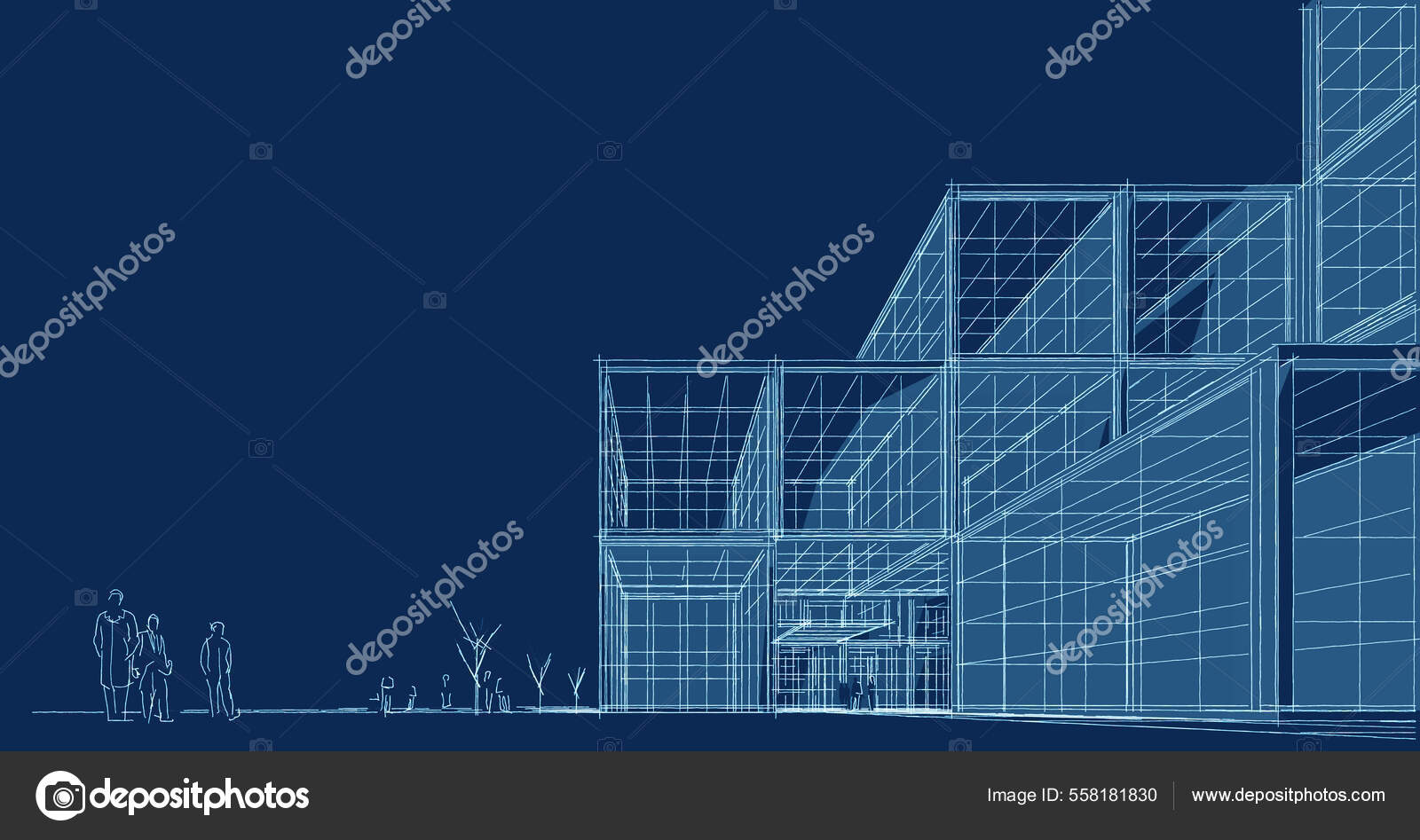 Abstract Modern Architecture Modular Facade Illustration — Stock Photo ...