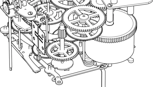 Clock Mechanism Scheme Rendering Stock Vector by ©SAdesign 561232520