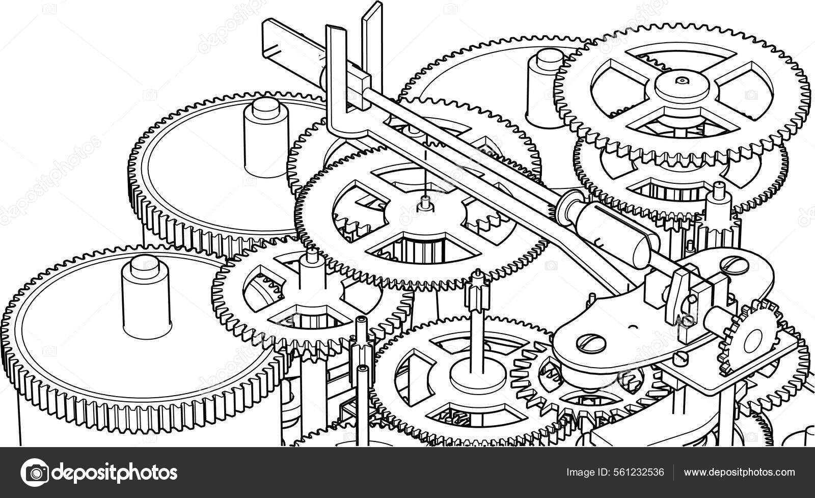 Clock Mechanism Scheme Rendering Stock Vector by ©SAdesign 561232536 Clock Mechanism Scheme Rendering Stock Vector by ©SAdesign 561232536
