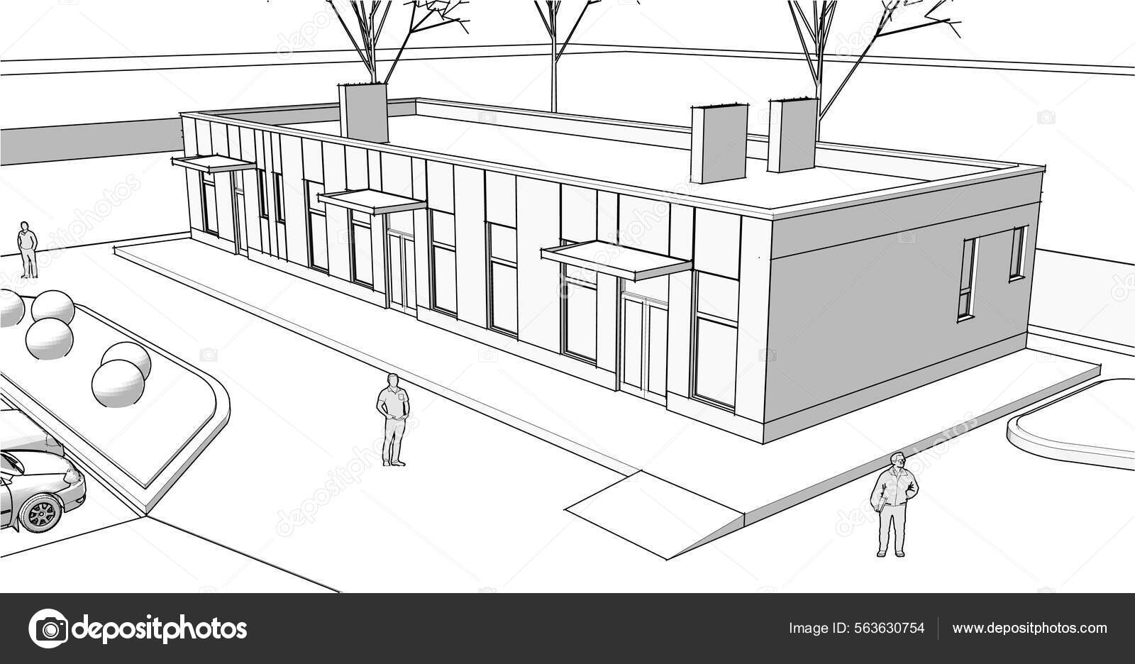 Townhouse Architectural Sketch Illustration Stock Vector by ©SAdesign ...