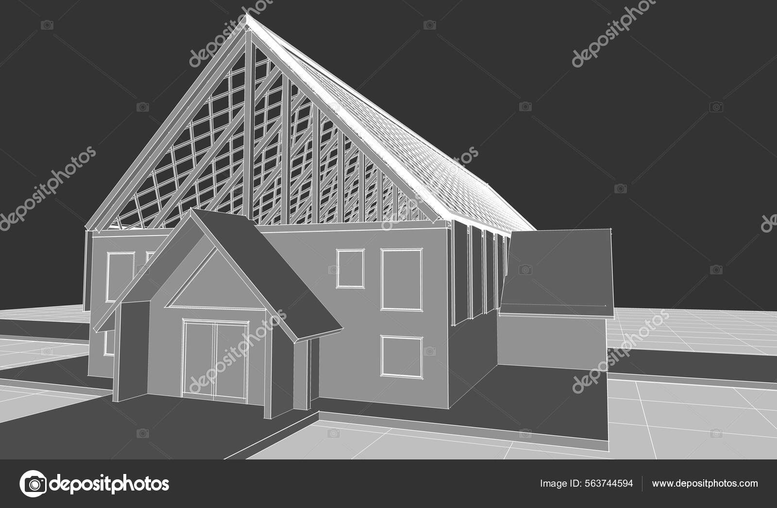 Roof Design House Rendering — Stock Photo © SAdesign #563744594