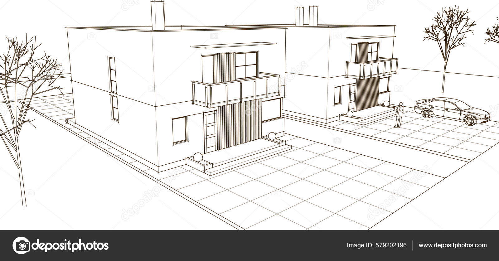 House Architectural Sketch Illustration Stock Vector by ©SAdesign 579202196