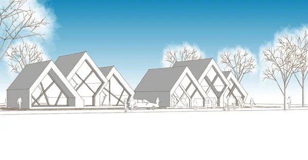 Modern House Module Architectural Concept Illustration Stock Photo by ...