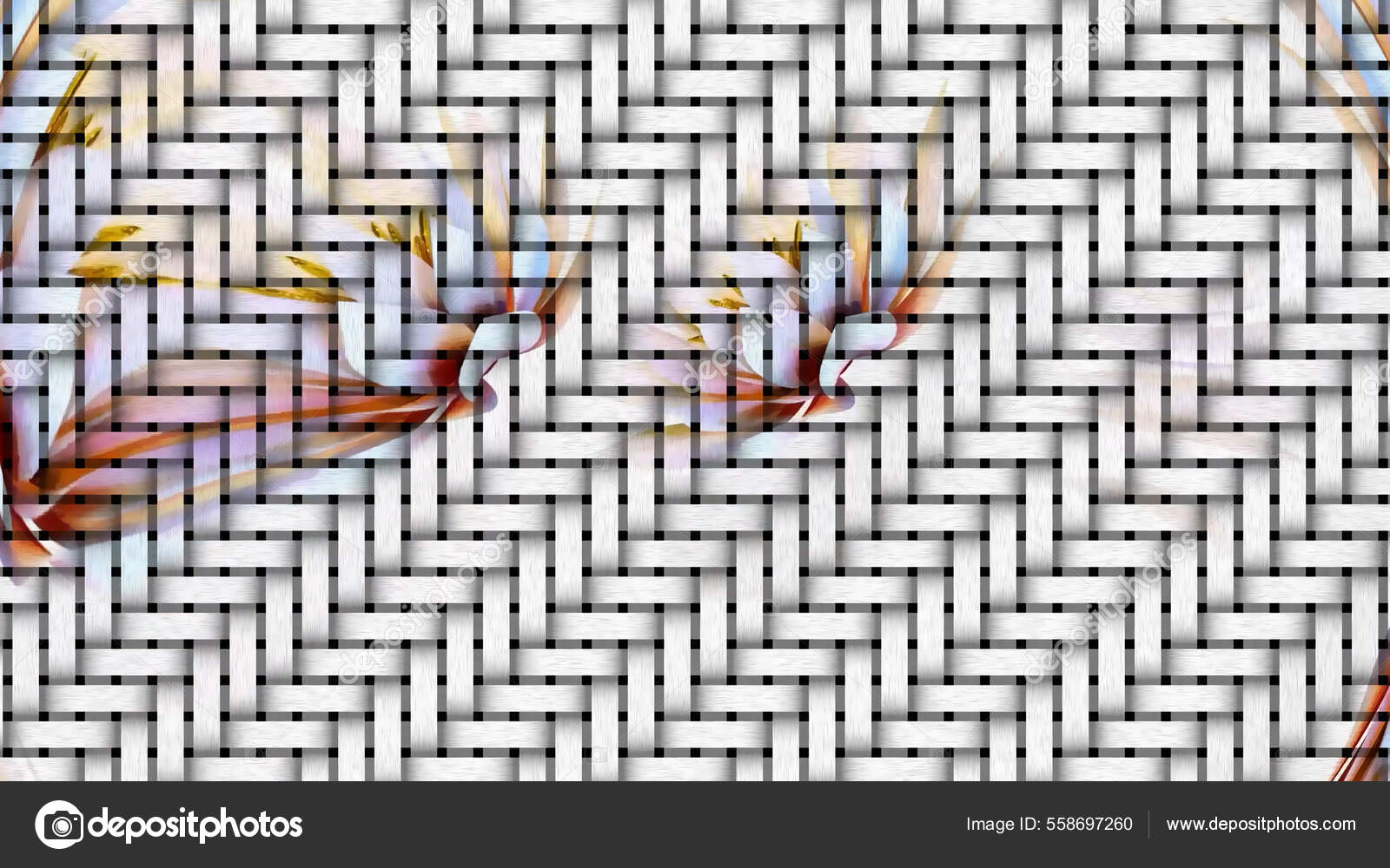 Botanical Grid Art Water Lilly Threads Digital Rendering — Stock Photo ...