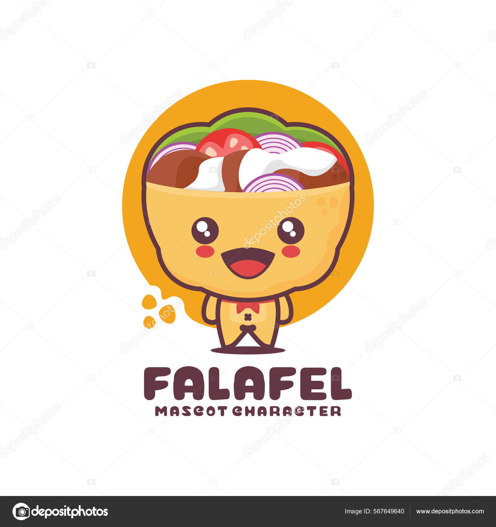 Vector Falafel Sandwich Cartoon Mascot Middle Eastern Traditional Food ...