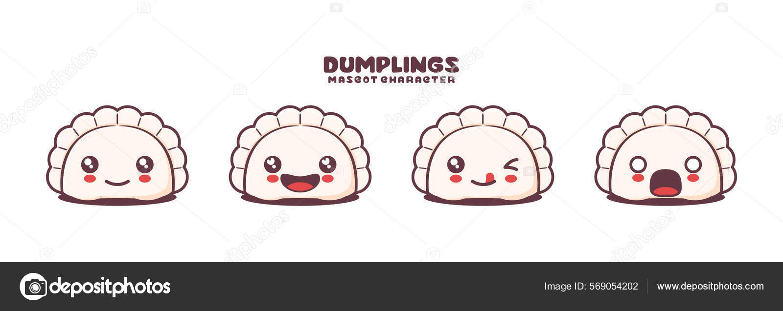 Cute Dumplings Cartoon Mascot Different Facial Expressions Suitable ...