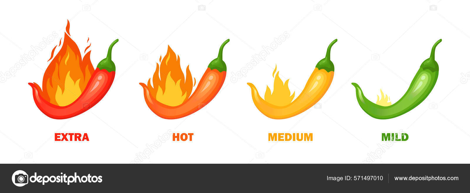 Hot spicy level with flame pepper. Infographic design template with red ...