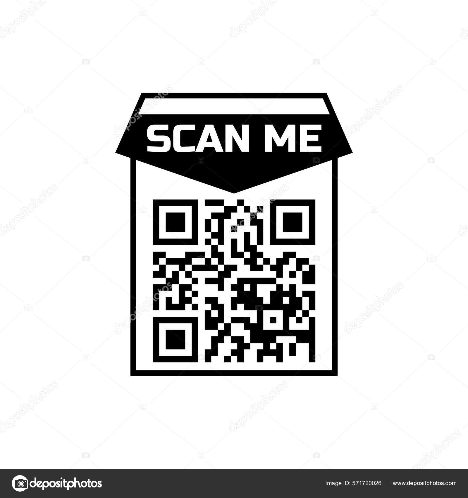 Scan me qr code icon for smartphone. Frame quick barcode app design. Vector payment phone ...