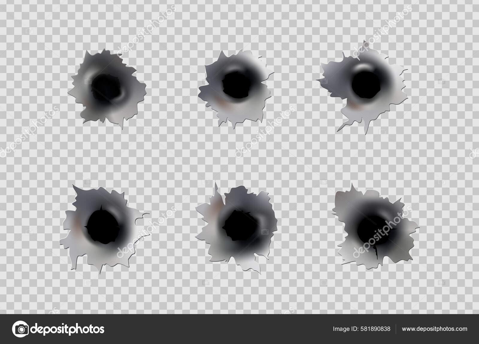 Bullet Holes Gun Pistol Shoot Metal Single Double Hole Damage Stock ...