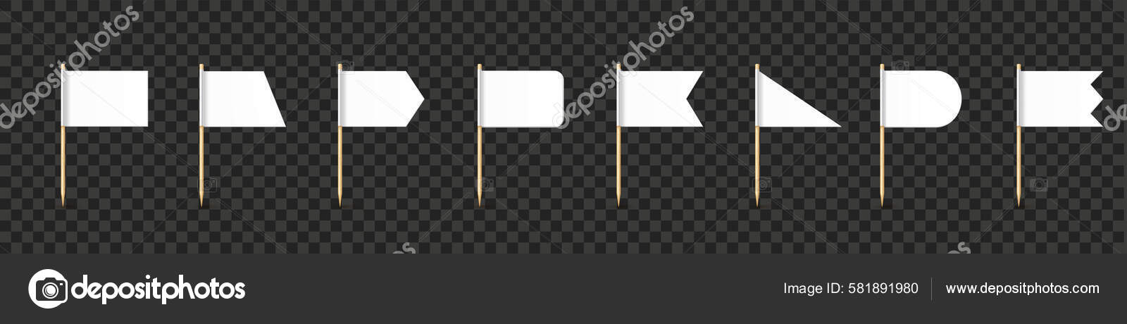 Toothpick Flags Isolated Wood Stick White Paper Realistic Little Tooth ...