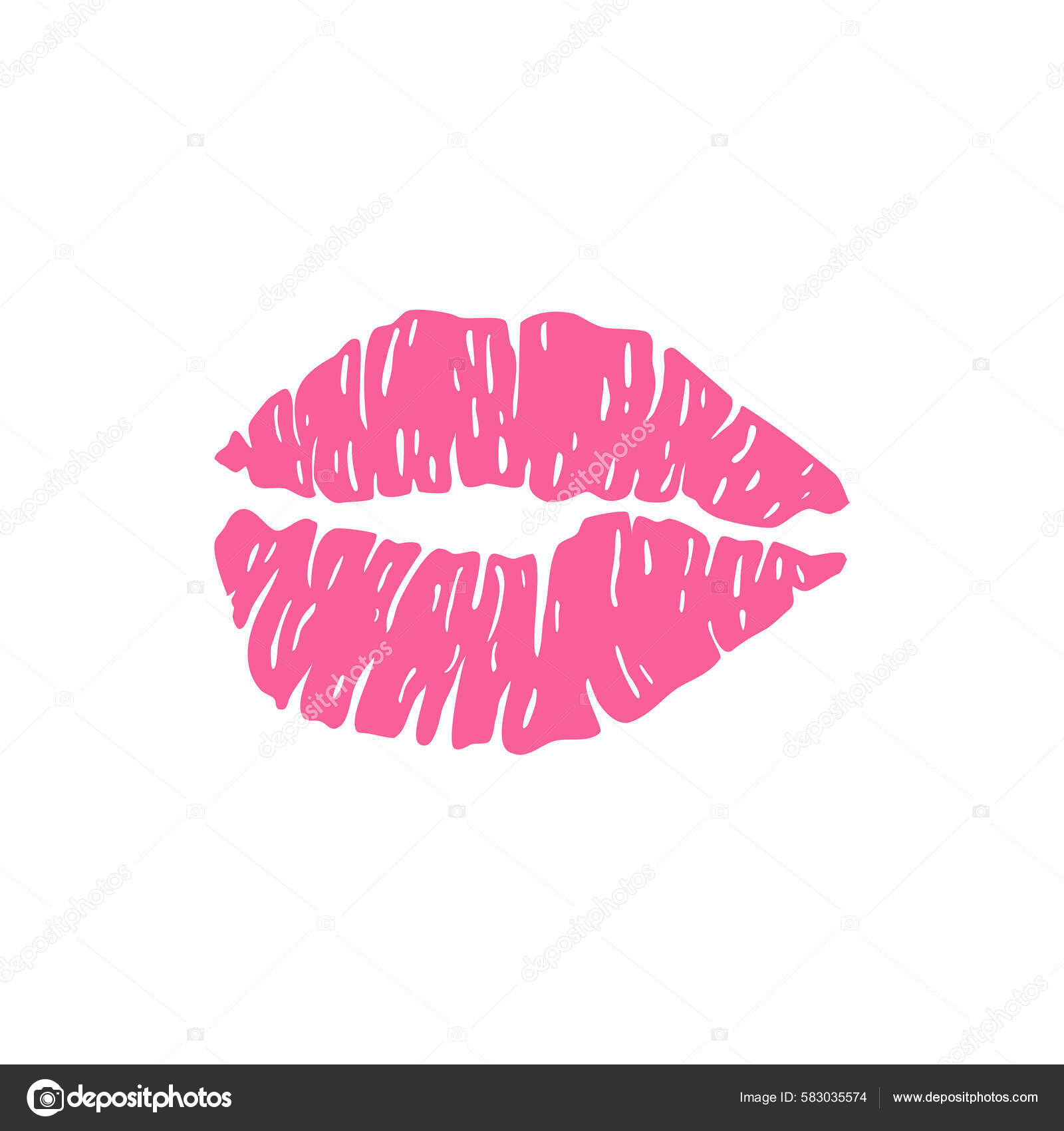 Beso Lápiz Labial Marca Silueta Roja Rosa Aislada Sobre Fondo Vector de ...