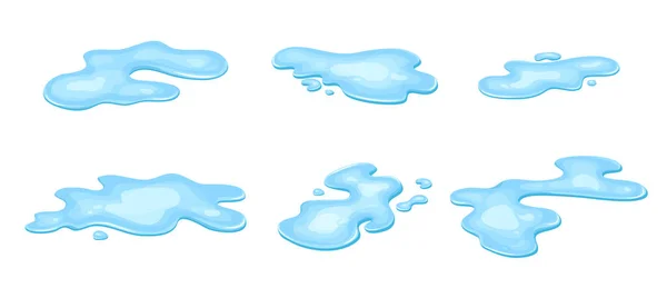 Water Puddle Liquid Cartoon Style Drop Isolated White Background Blue ...